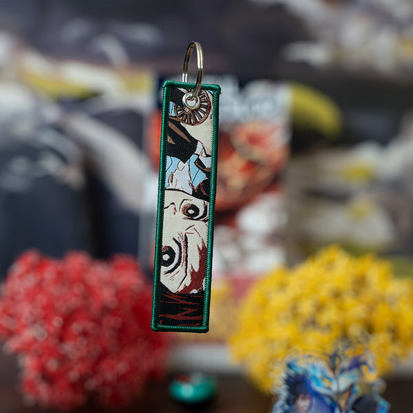 Demon Slayer Akaza Embroidered Jet Tag Keychain – Premium Anime ...